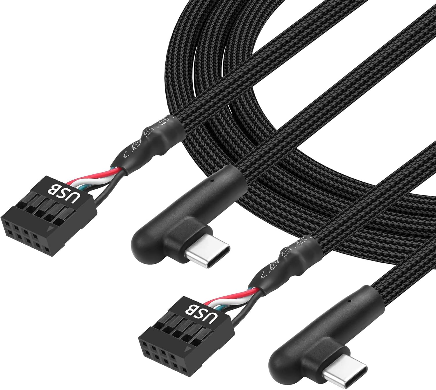 9 Pin USB Motherboard Female Header to USB C Adapter Cable, 90 Degree ...