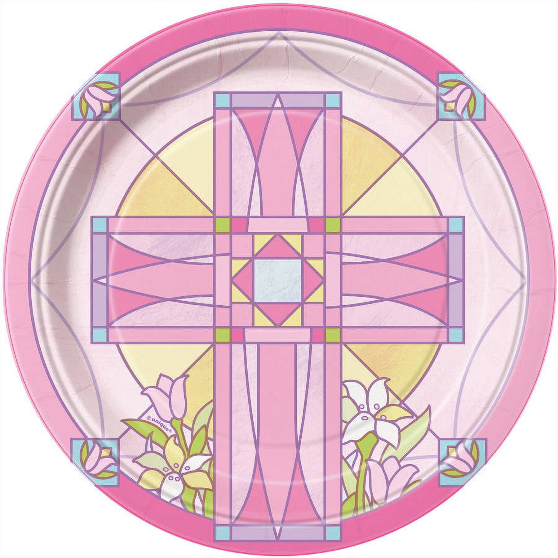 9" Pink Sacred Cross Religious Party Pla - Walmart.com