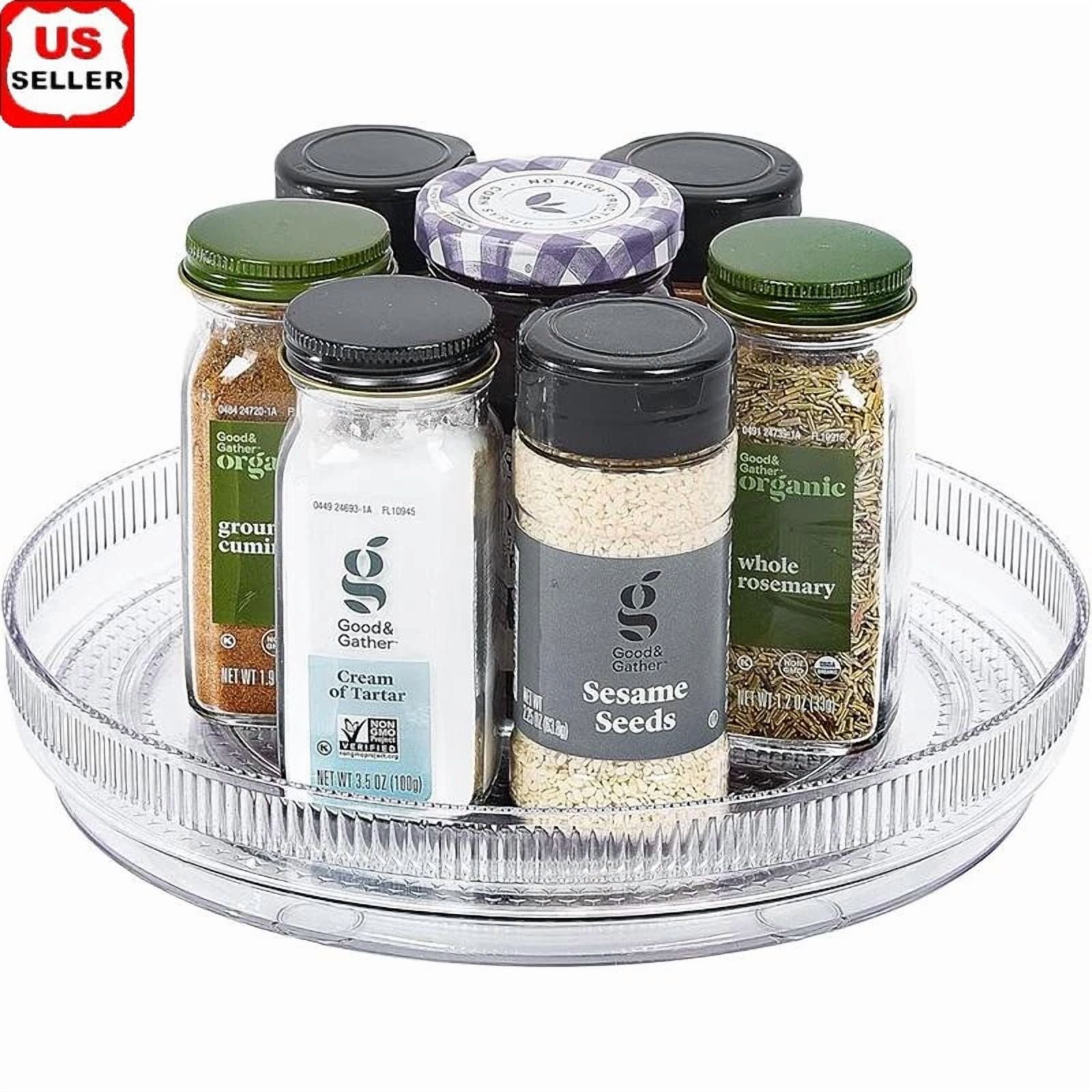 9’’ Plastic Lazy Susan Organizer Clear Pantry Shallow Turntable Cabinet ...