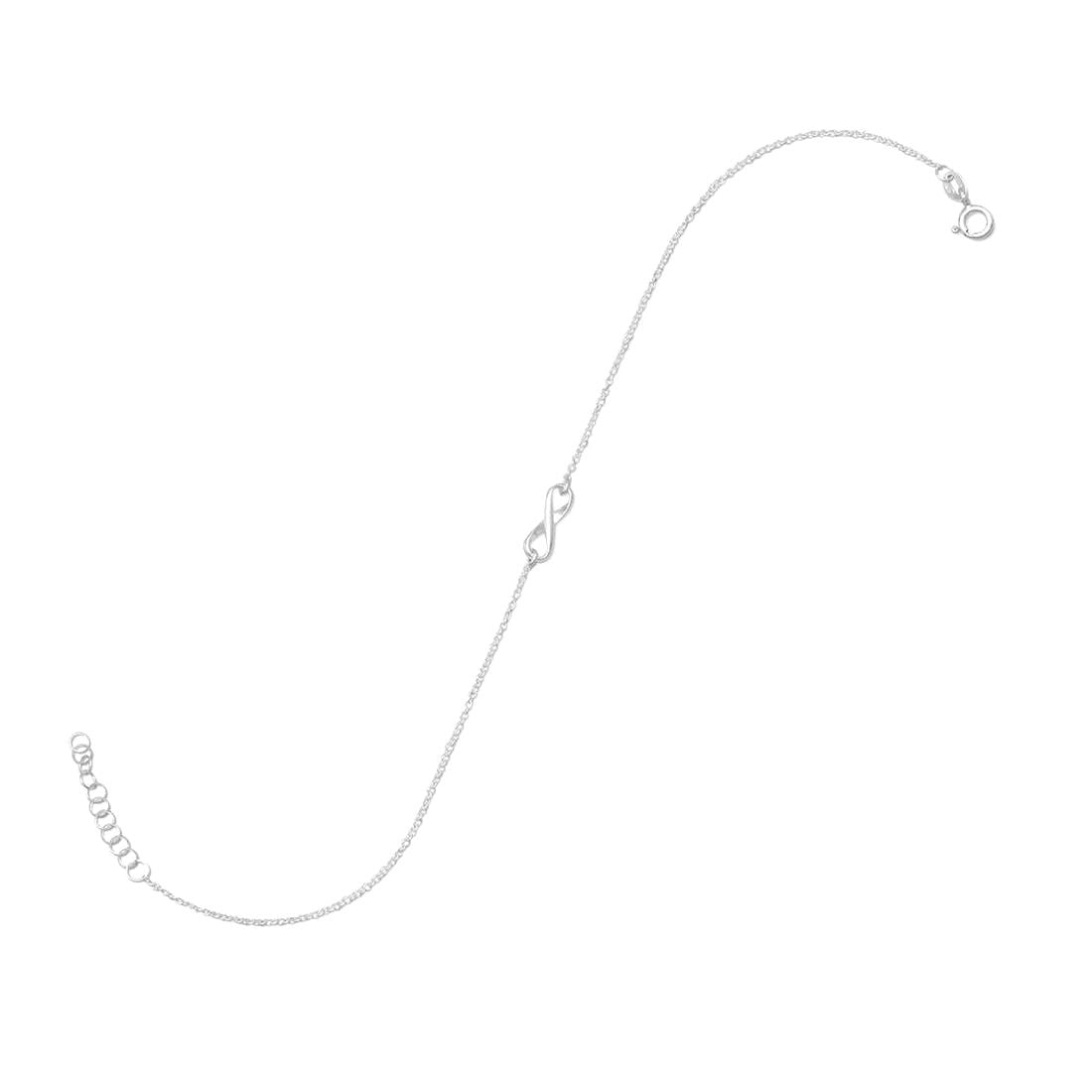 9 Plus 1 Inch Extention Ster. Silver Anklet 5mm X 13mm Infinity Symbol ...