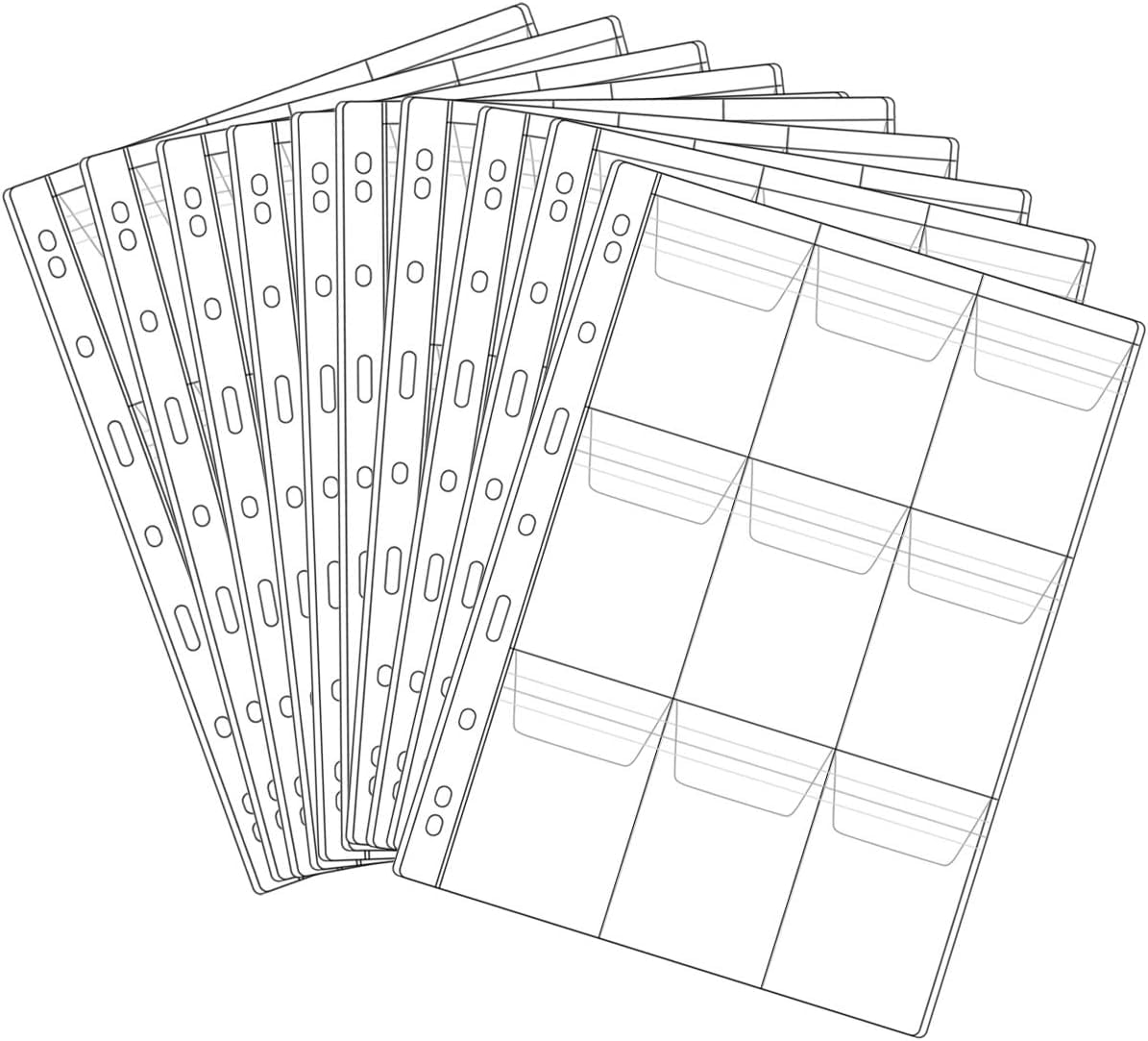 9 Pocket Coin Pages, Coin Binder Pages,10 Sheets Plastic Coin Holders ...