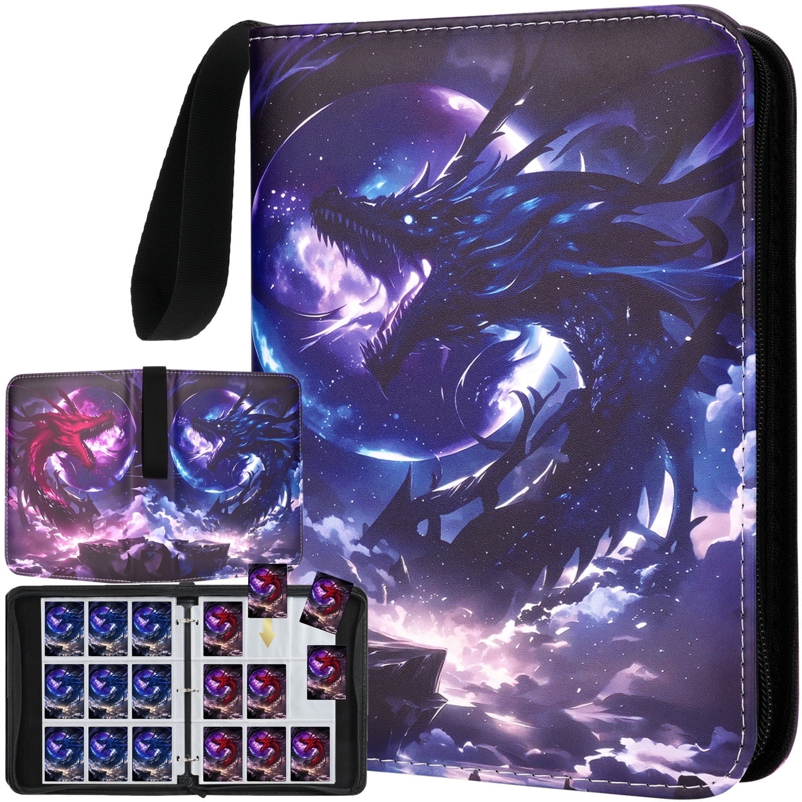 HBK 900 Pockets Trading Card Binder with 50 Sleeves, Portable PU ...