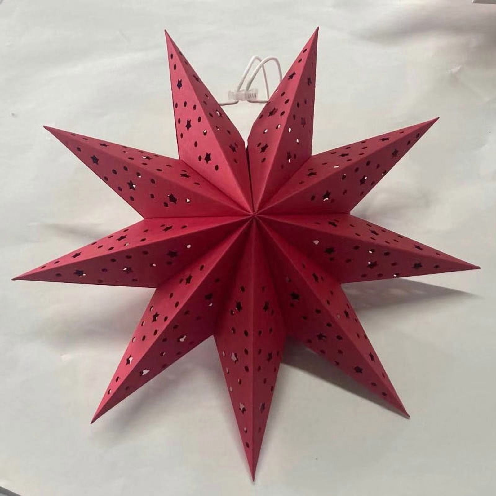 9-Pointed Star Paper Hanging Lampshade with Hollow Cut-Outs, Foldable ...