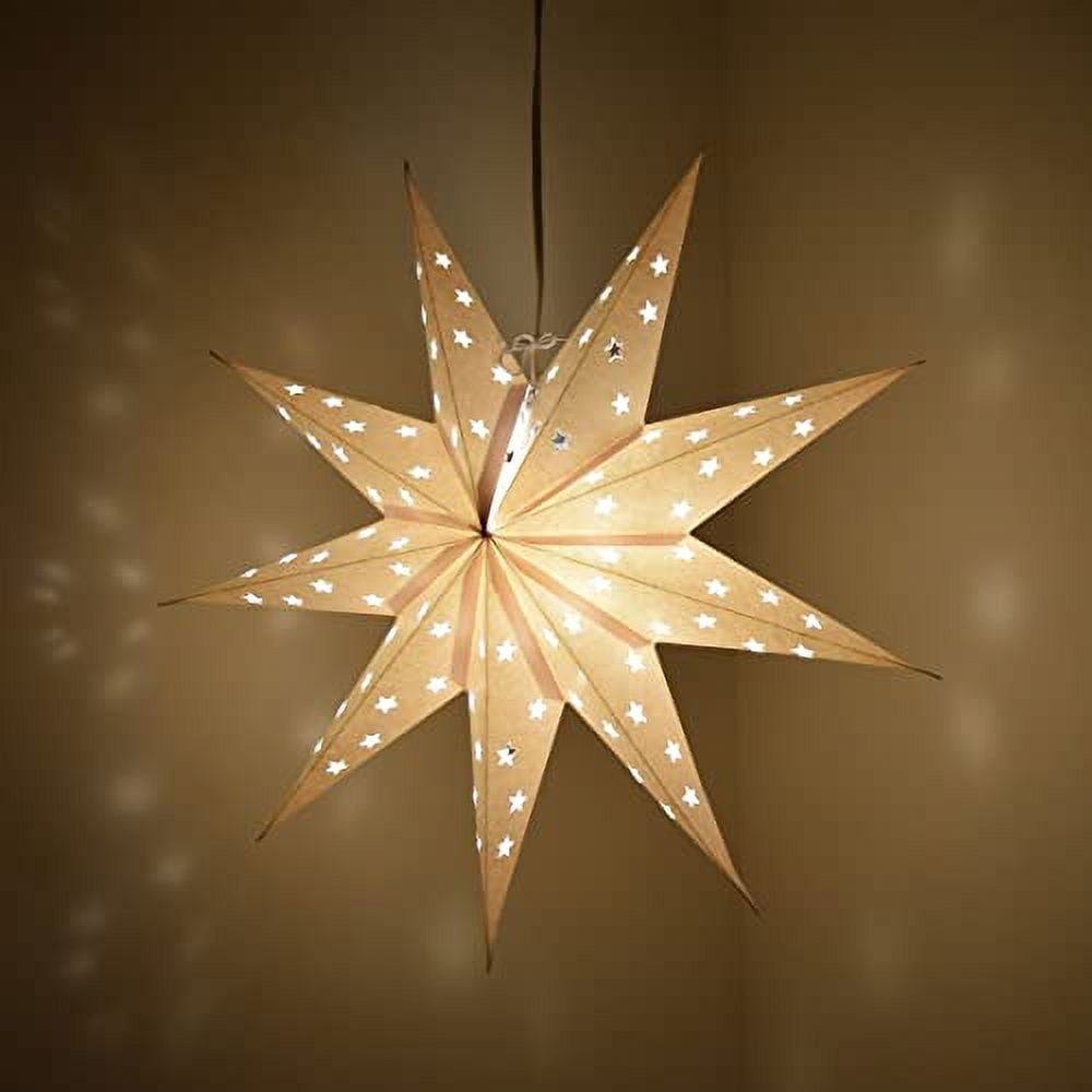 9 Pointed White Paper Star Lantern with 12 Foot Power Cord Included ...