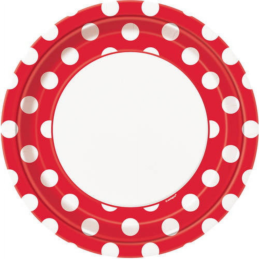 9" Polka Dot Paper Dinner Plates, Red, 8ct - Walmart.com