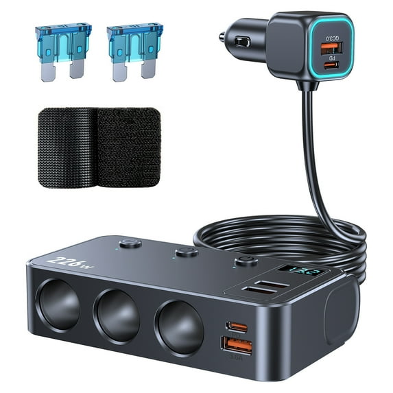 9 Port Car Power Adapter With 3 Sockets And 6 USB Port Enabling ...