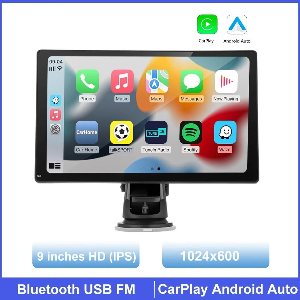 9" Portable Wireless Carplay Car Stereo Android Auto Car Radio ...