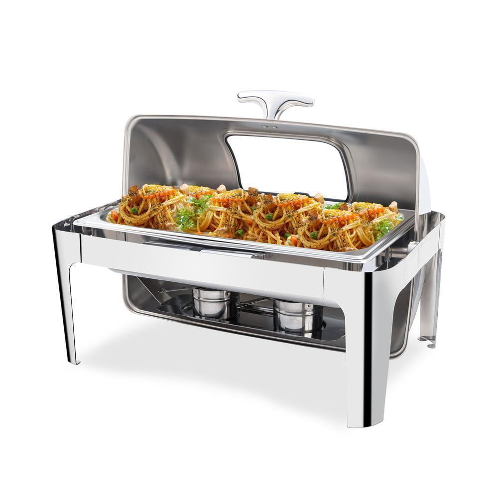 9 Quart Roll Top Chafing Dish Buffet Set with Glass Window for Banquet ...