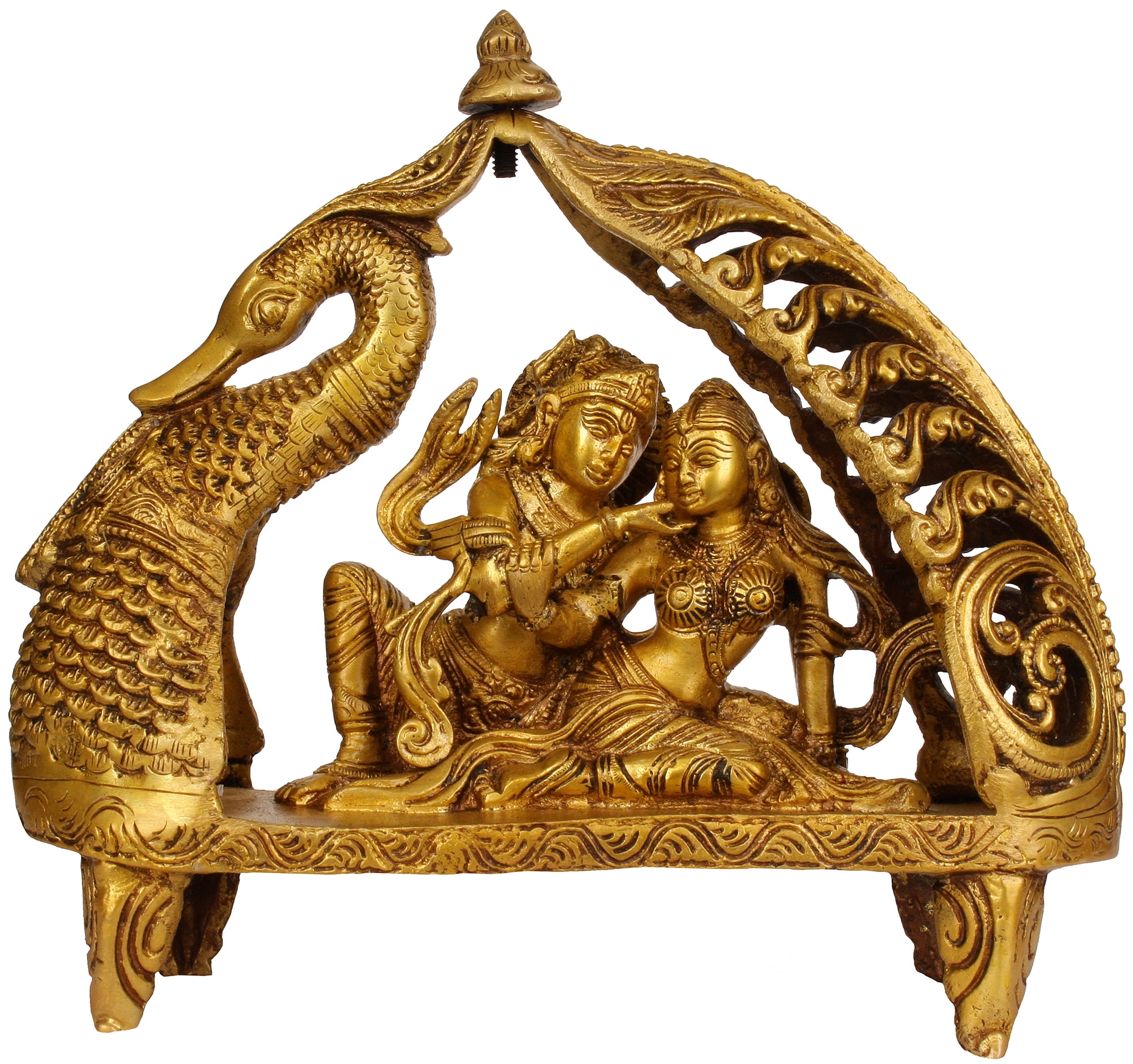 9" Radha Krishna Swan Boat In Brass | Handmade | Made In India ...