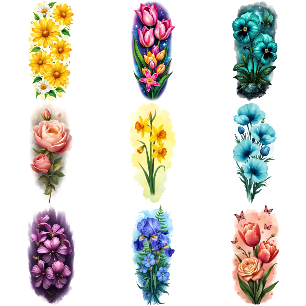 9 Realistic Temporary Tattoos Waterproof Long Lasting Body Stickers ...