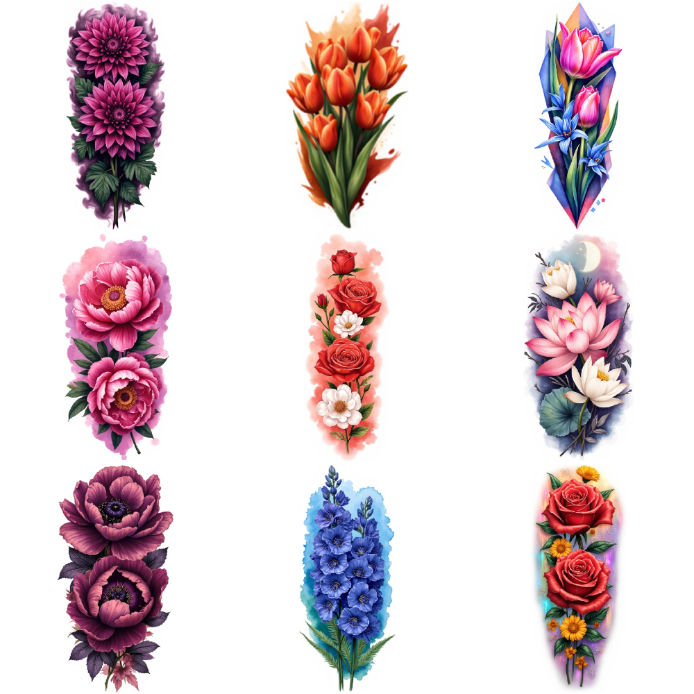 9 Realistic Temporary Tattoos Waterproof Long Lasting Body Stickers ...