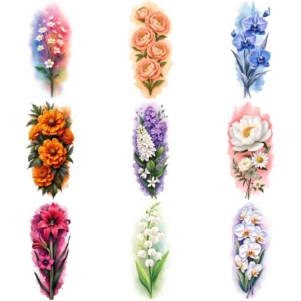 9 Realistic Temporary Tattoos Waterproof Long Lasting Body Stickers ...