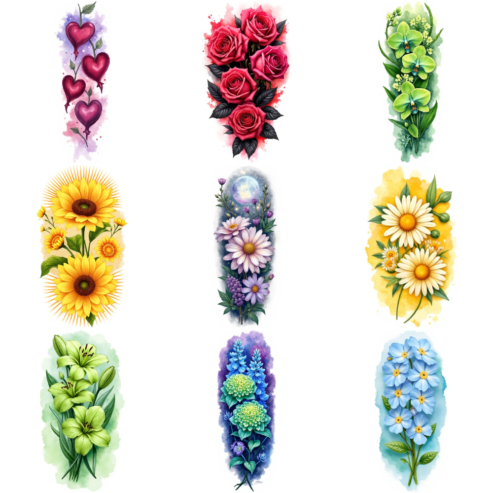 9 Realistic Temporary Tattoos Waterproof Long Lasting Body Stickers ...