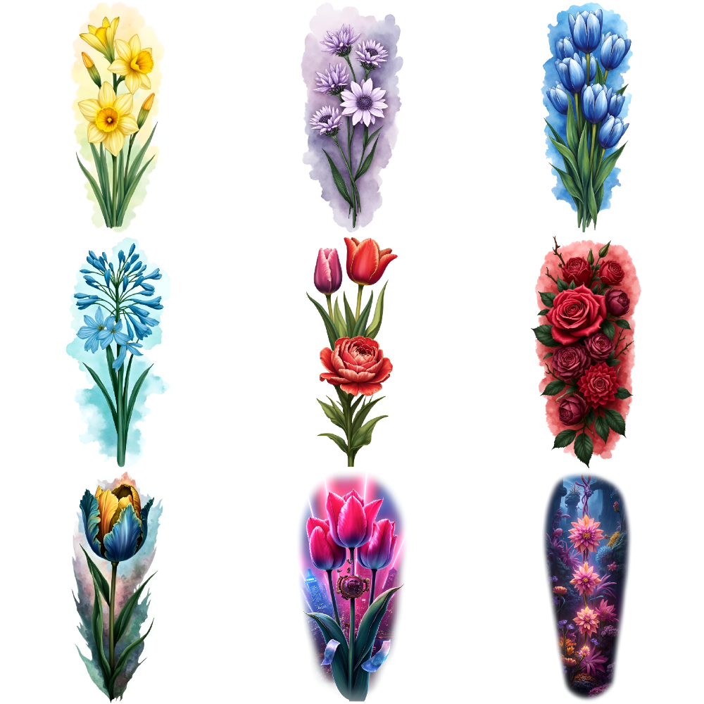 9 Realistic Temporary Tattoos Waterproof Long Lasting Body Stickers ...