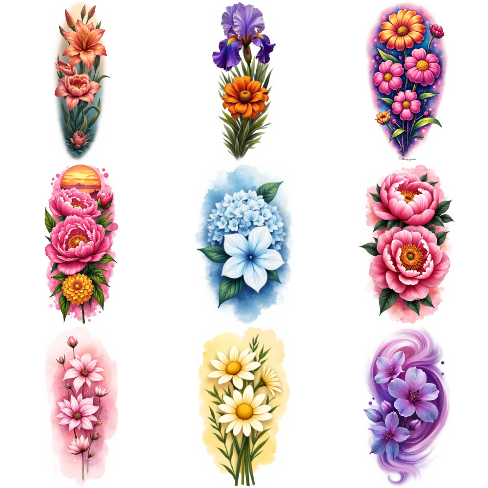 9 Realistic Temporary Tattoos Waterproof Long Lasting Body Stickers ...