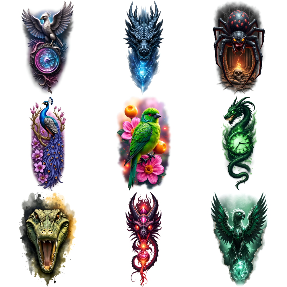 9 Realistic Temporary Tattoos Waterproof Long Lasting Body Stickers ...