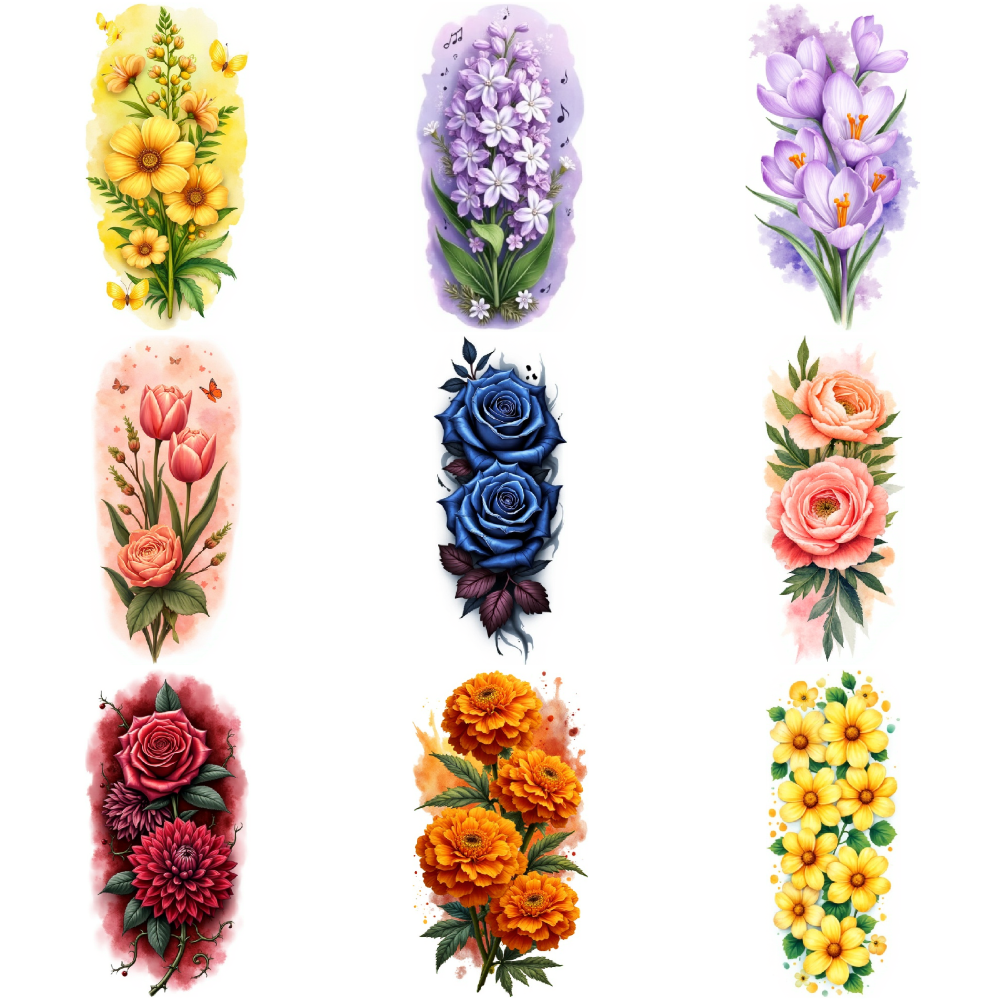 9 Realistic Temporary Tattoos, Waterproof Long Lasting Body Stickers ...