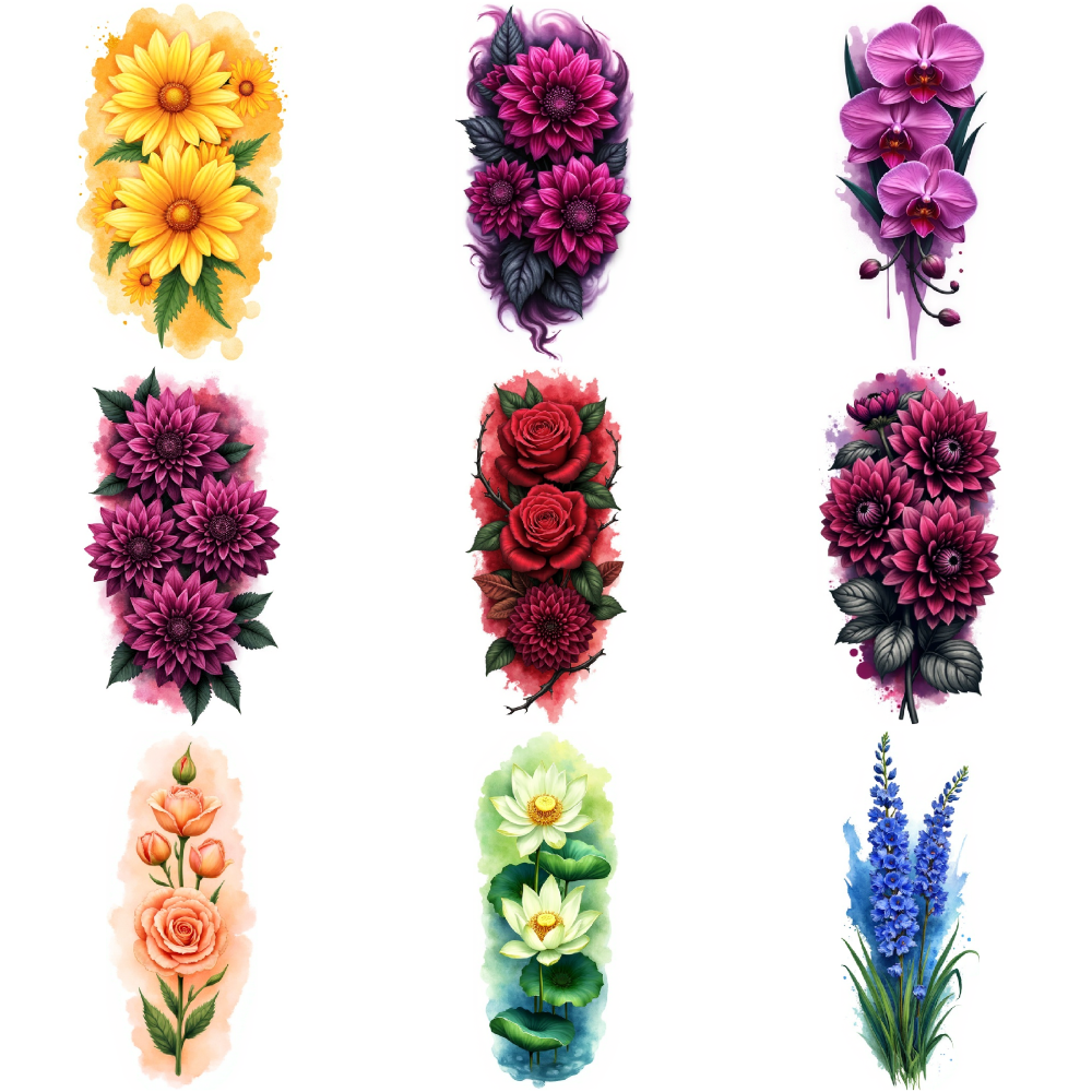 9 Realistic Temporary Tattoos Waterproof Long Lasting Body Stickers ...