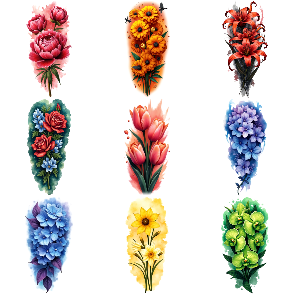 9 Realistic Temporary Tattoos Waterproof Long Lasting Body Stickers ...
