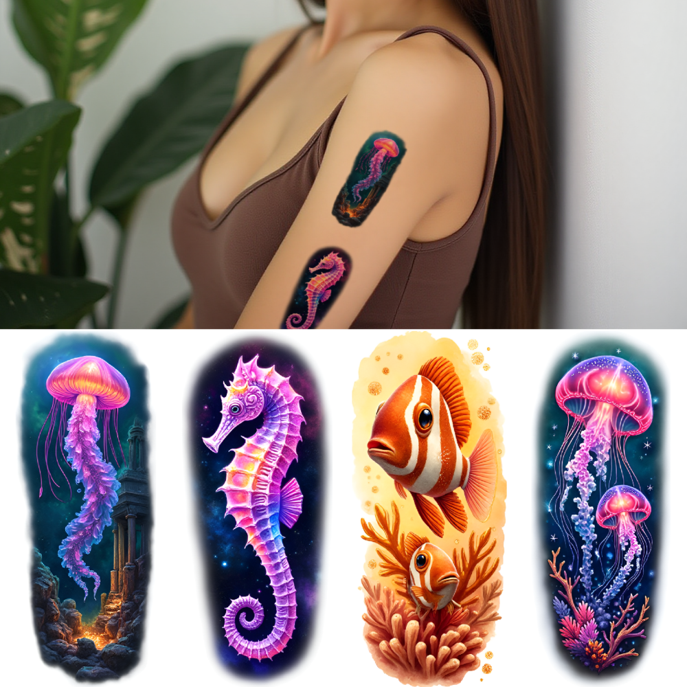 9 Realistic Temporary Tattoos Waterproof Long Lasting Body Stickers Sea ...