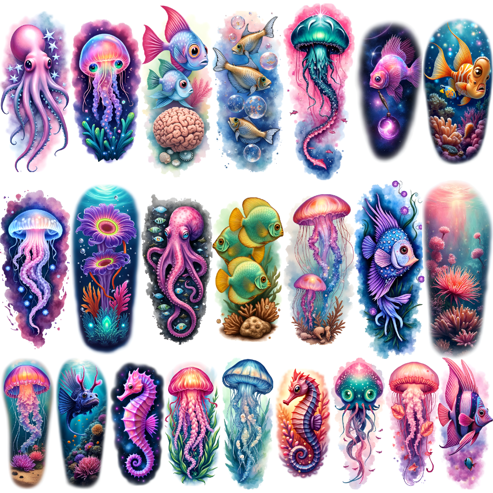 9 Realistic Temporary Tattoos Waterproof Long Lasting Body Stickers Sea ...