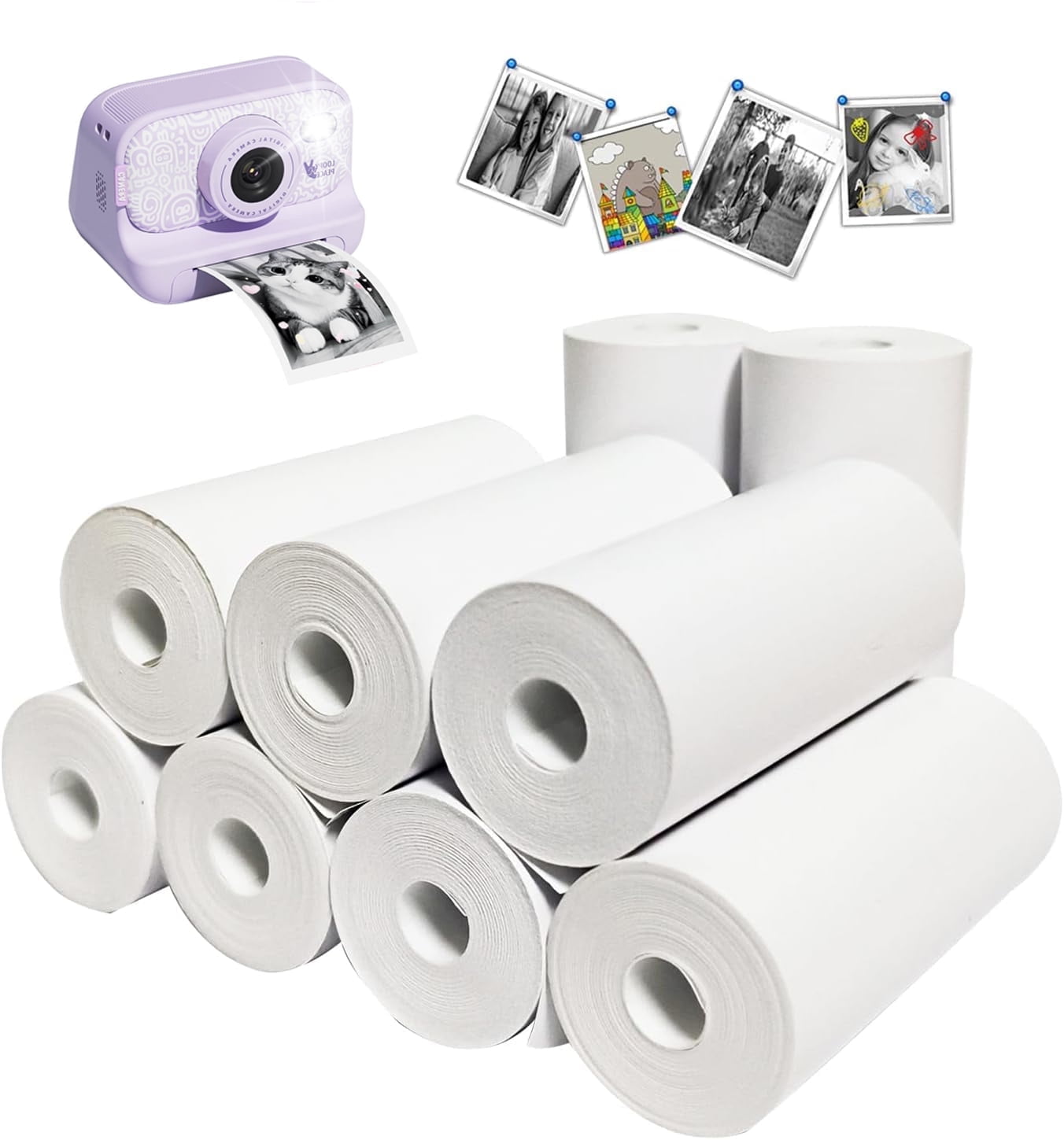 9 Roll Printer Paper for Kids Instant Print Camera, HD Printing Thermal ...