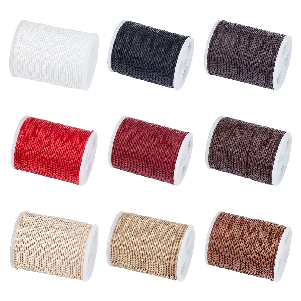 9 Rolls 9 Colors Round Waxed Polyester Cord Taiwan Waxed Cord Twisted ...
