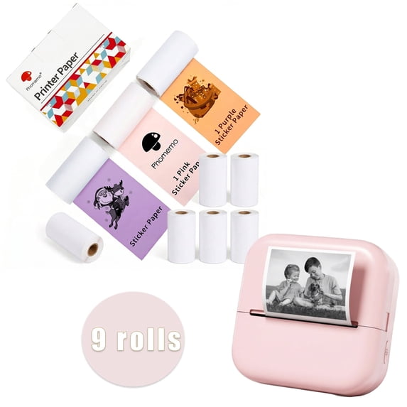 [9 Rolls] PHOMEMO Colored Thermal Printer Paper Stickers 50mm, Pink ...