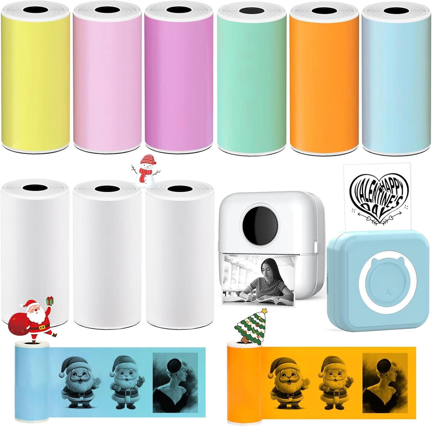 9 Rolls Thermal Sticker Paper for Mini Printer,Self-Adhesive Paper 57 ...