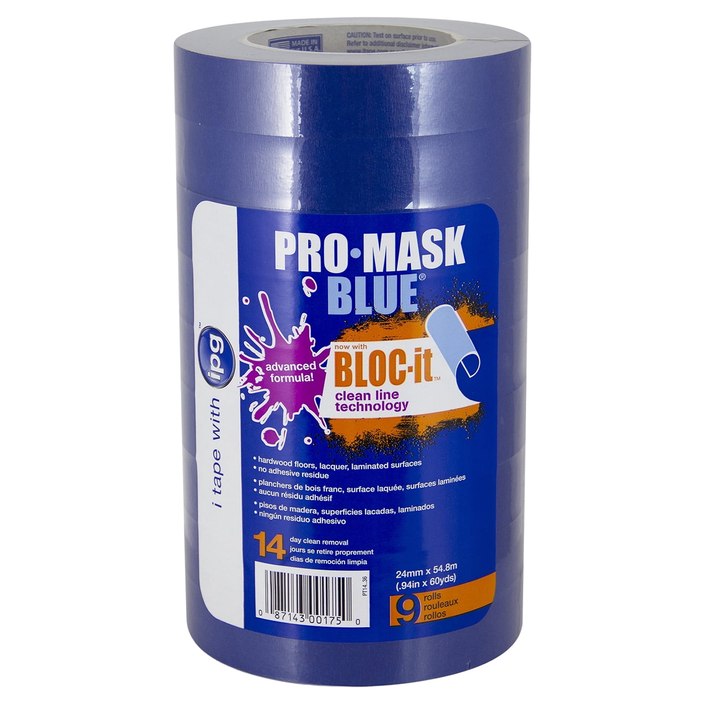9-Rolls of .94” x 60 yds Intertape PT14 BLUE ProMask Blue Masking Tape ...
