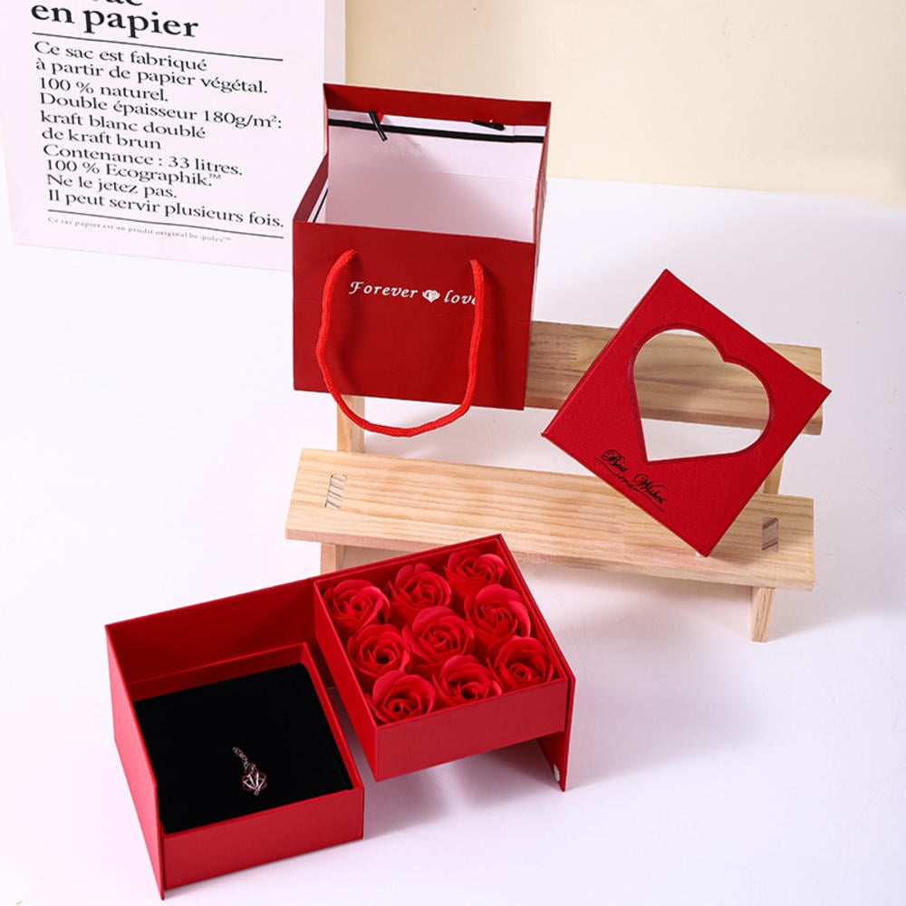 9 Roses Jewelry Boxes Window Opening Jewelry Boxes Rotating Square ...