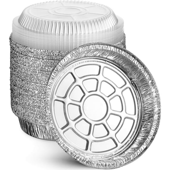 9” Round Aluminum Foil Pans with Clear Lids | Disposable Containers ...