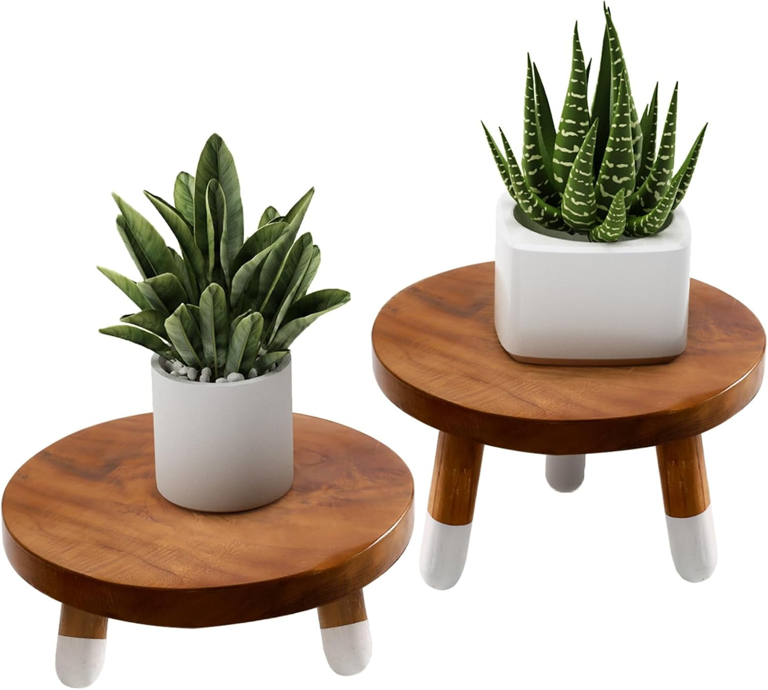 9” Round Dip Dyed Teak Plant Stand |Wood Risers for Decor | Wood ...
