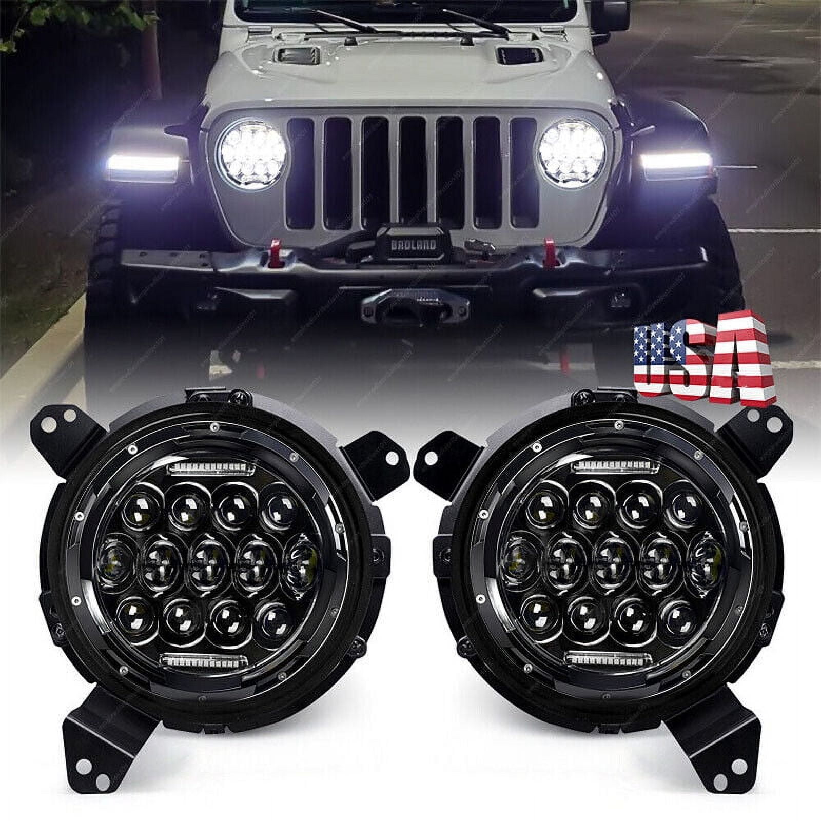 9" Round LED Halo Headlights with Mounting Bracket Kit for 18-23 Jeep ...