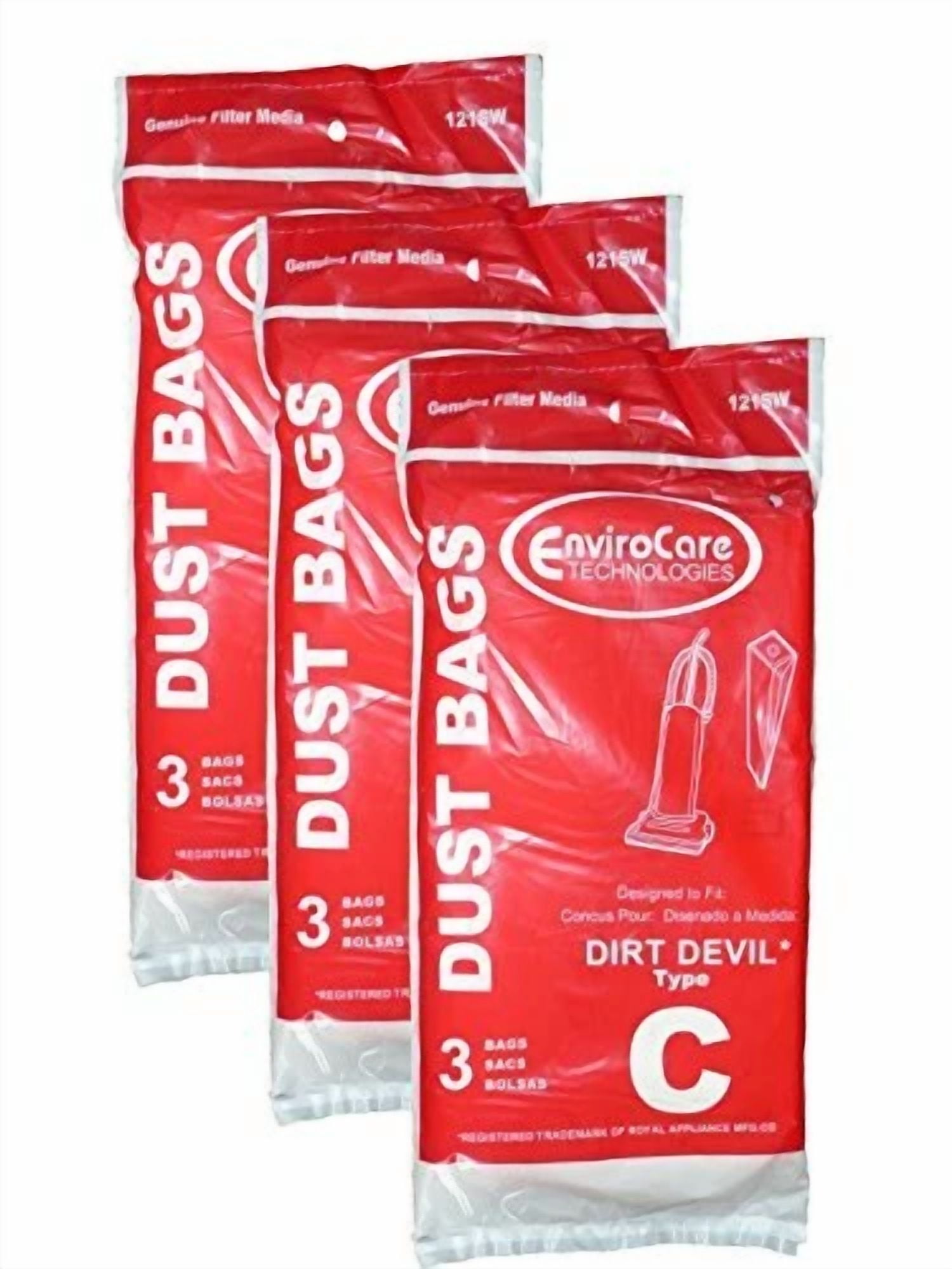 9 Royal Dirt Devil Type C Vacuum Bags, Mvp Upright Vacuum Cleaners, 3 ...
