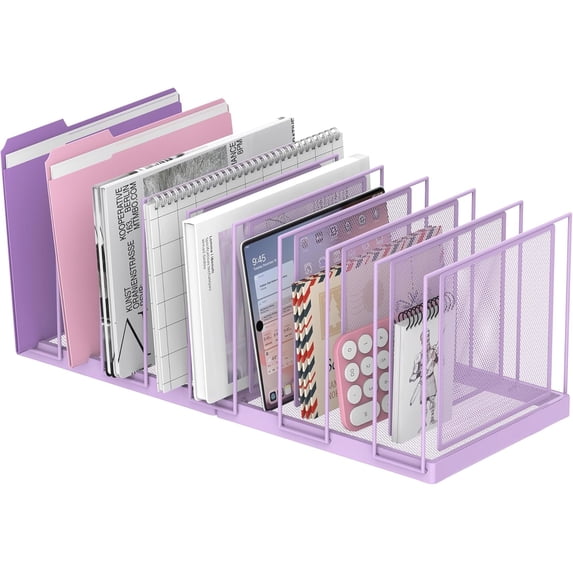 9-Section Mesh Desk File Organizer, Vertical Metal File Holder, Desktop ...