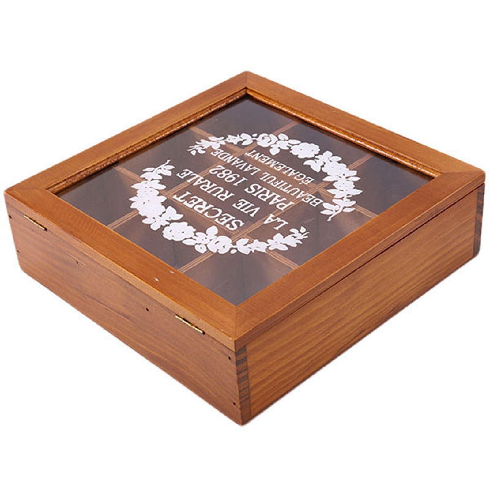 9 Section Wooden Chic Tea Box Compartments Container Bag Chest Storage ...