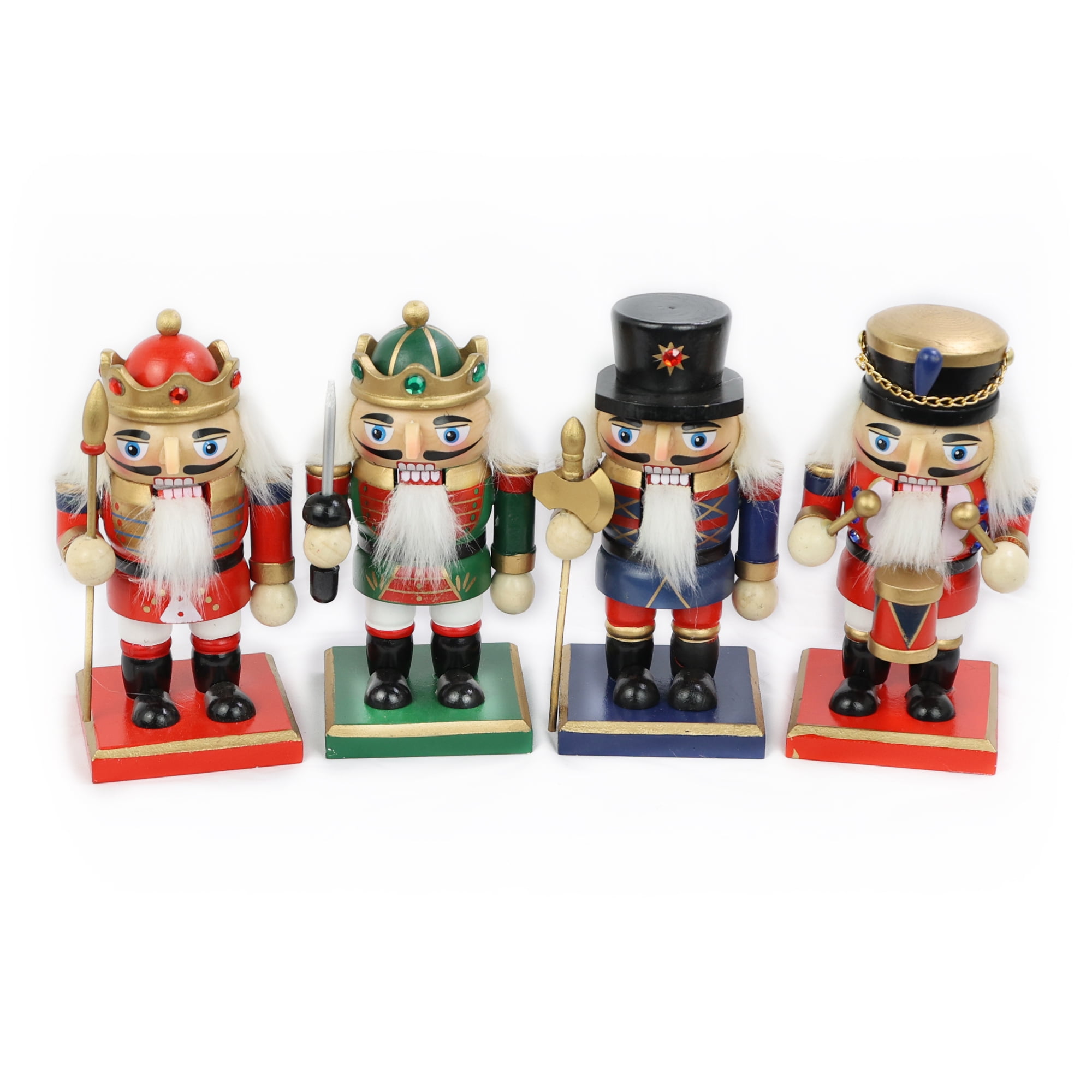 9" Set of 4 Wooden Short n stout Nutcracker Christmas Decorations ...