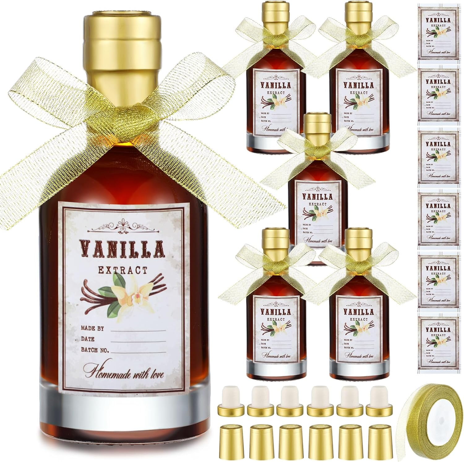 9 Set Clear Glass Bottles 6 Oz Vanilla Extract Bottles Clear Empty ...