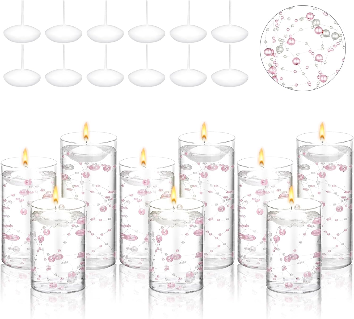 9 Set Glass Cylinder Vases for Centerpieces, Multiple Size Clear ...