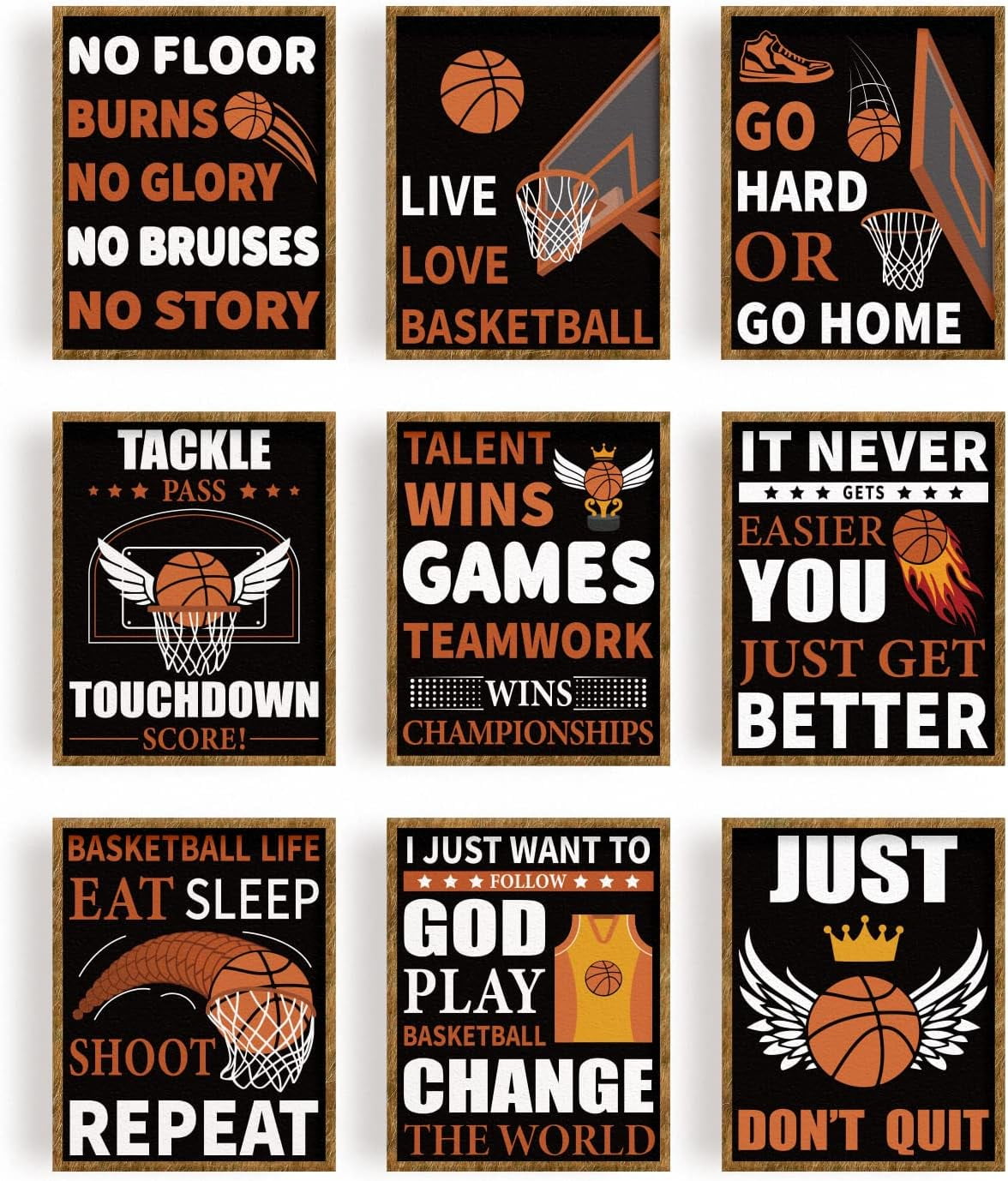 9 Set Unframed Basketball Theme Wall Art Prints 8"x10" Inspirational ...