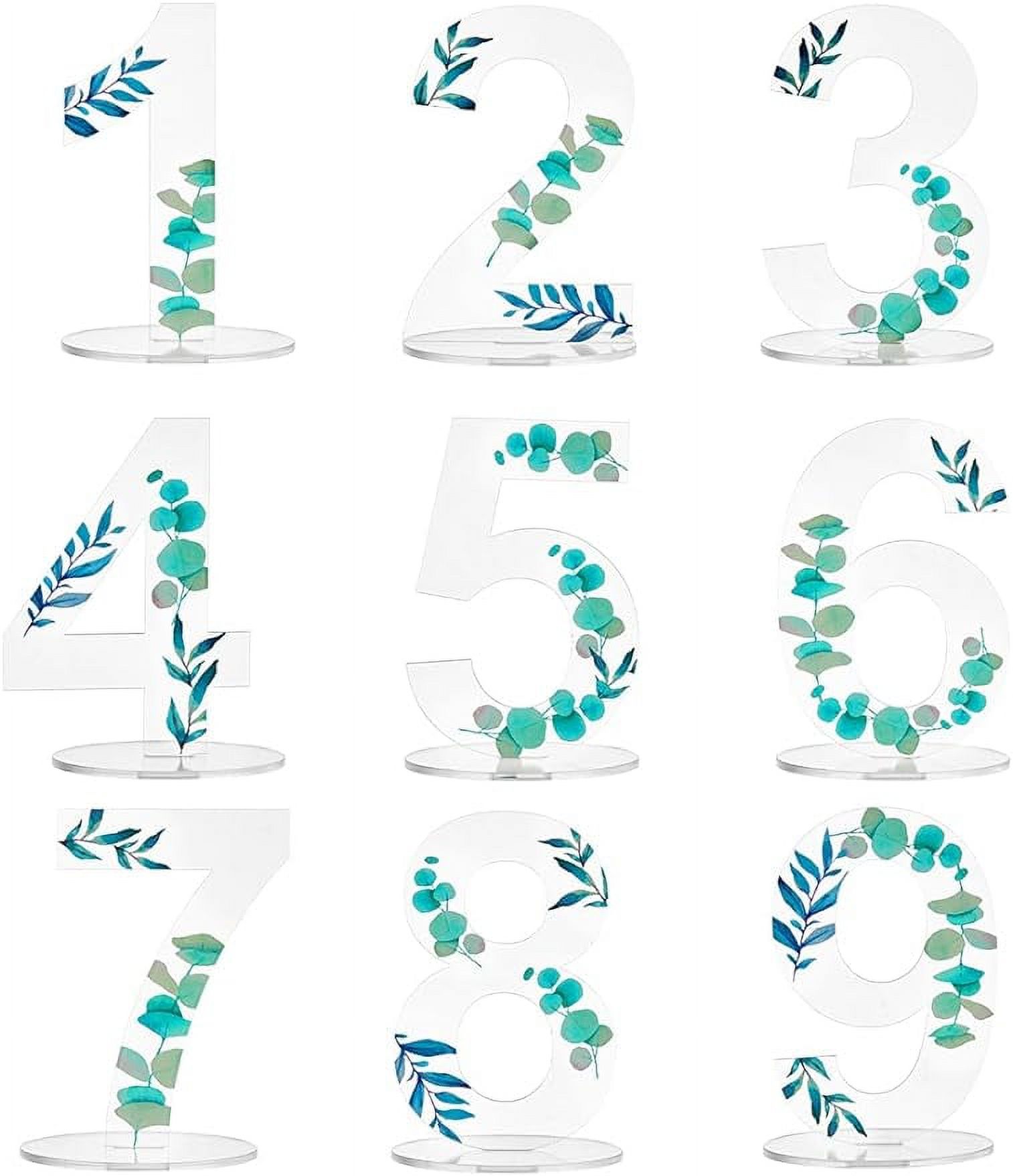 9 Sets Acrylic Wedding Table Numbers Place Cards with Stands 1-9 Clear ...