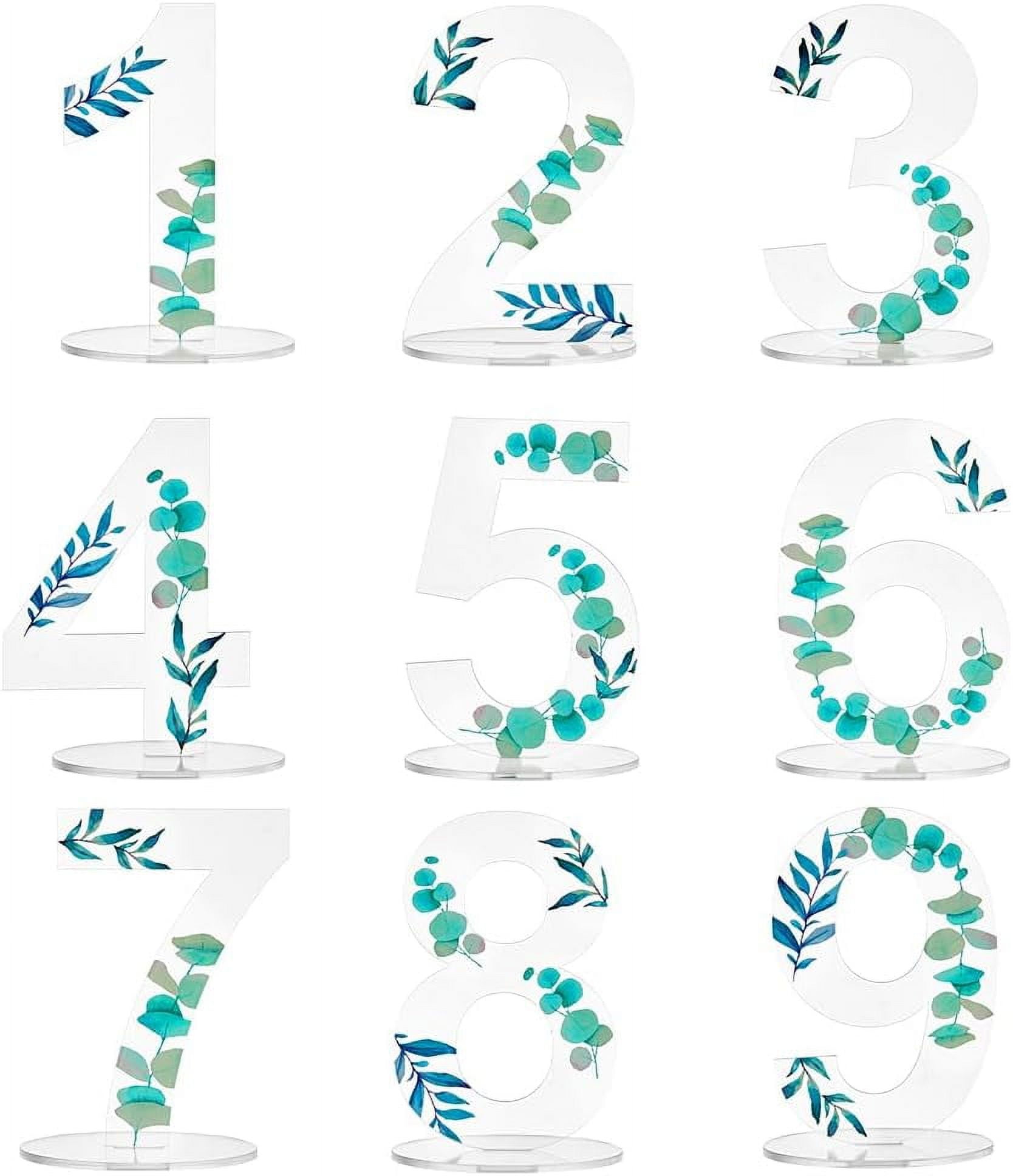 9 Sets Acrylic Wedding Table Numbers Place Cards with Stands 1-9 Clear ...