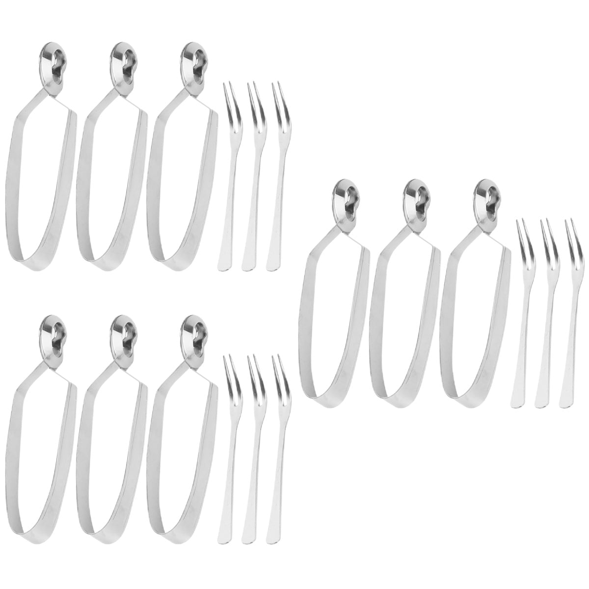 9 Sets Anti-scald Seafood Clip Stainless Steel Snails Fork Escargot ...