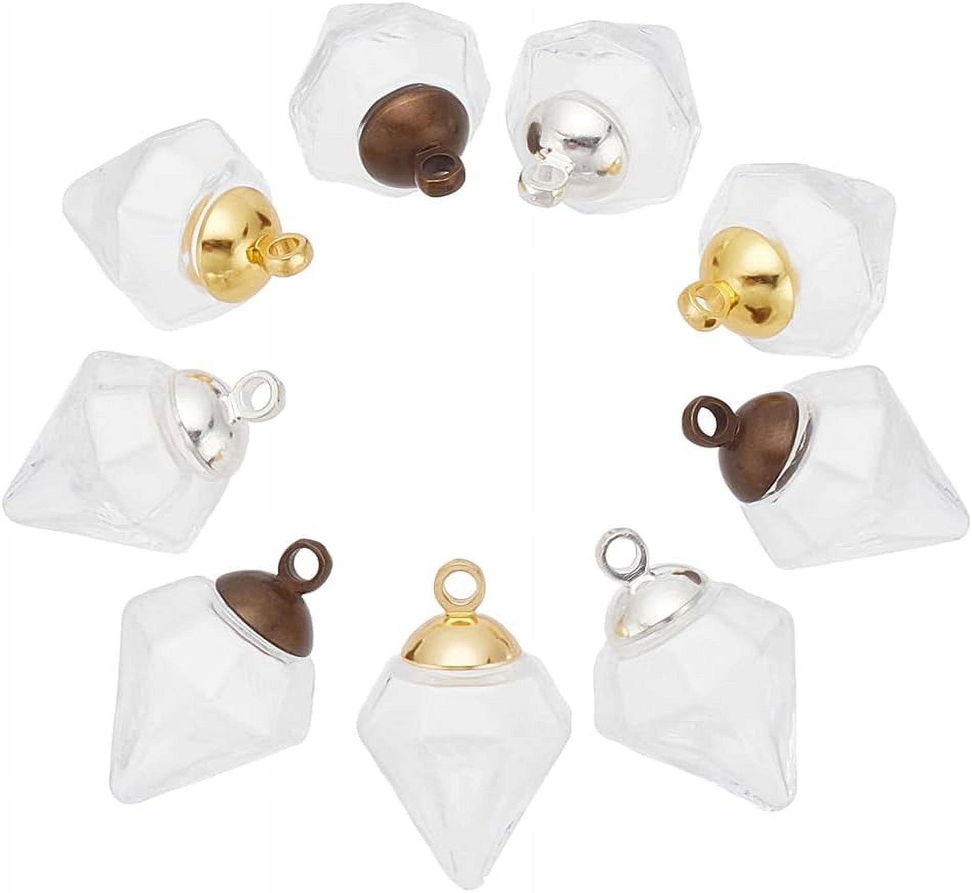 9 Sets Empty Glass Charms Mini Clear Vial Bottle Pendant Wish Ball ...
