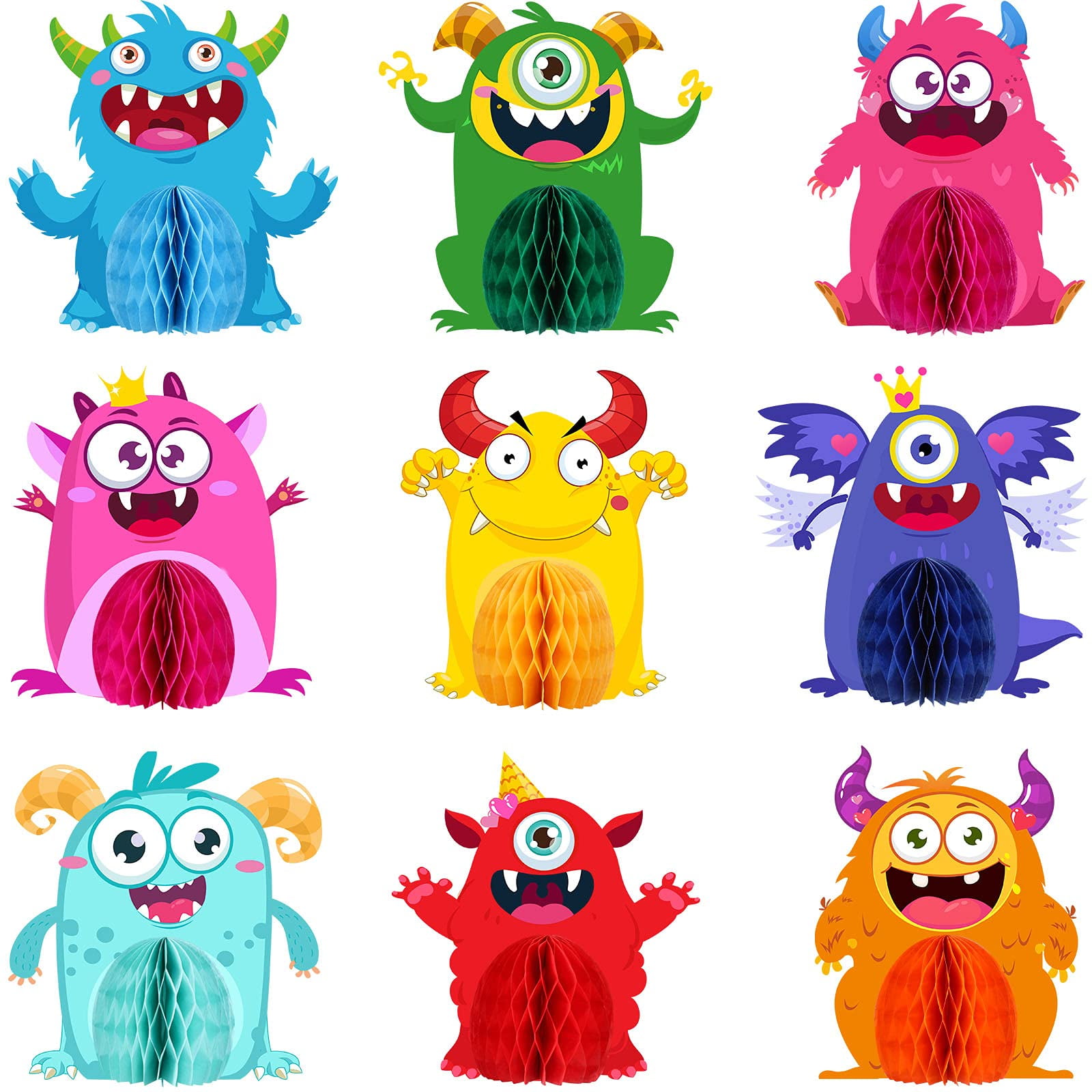 9 Sets Little Monster Honeycomb Centerpieces - Party Table Decorations ...