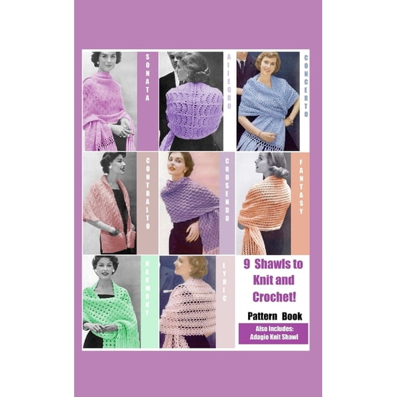 Knitting Pattern Books and Crochet Patte 9 Shawls to Knit and Crochet ...