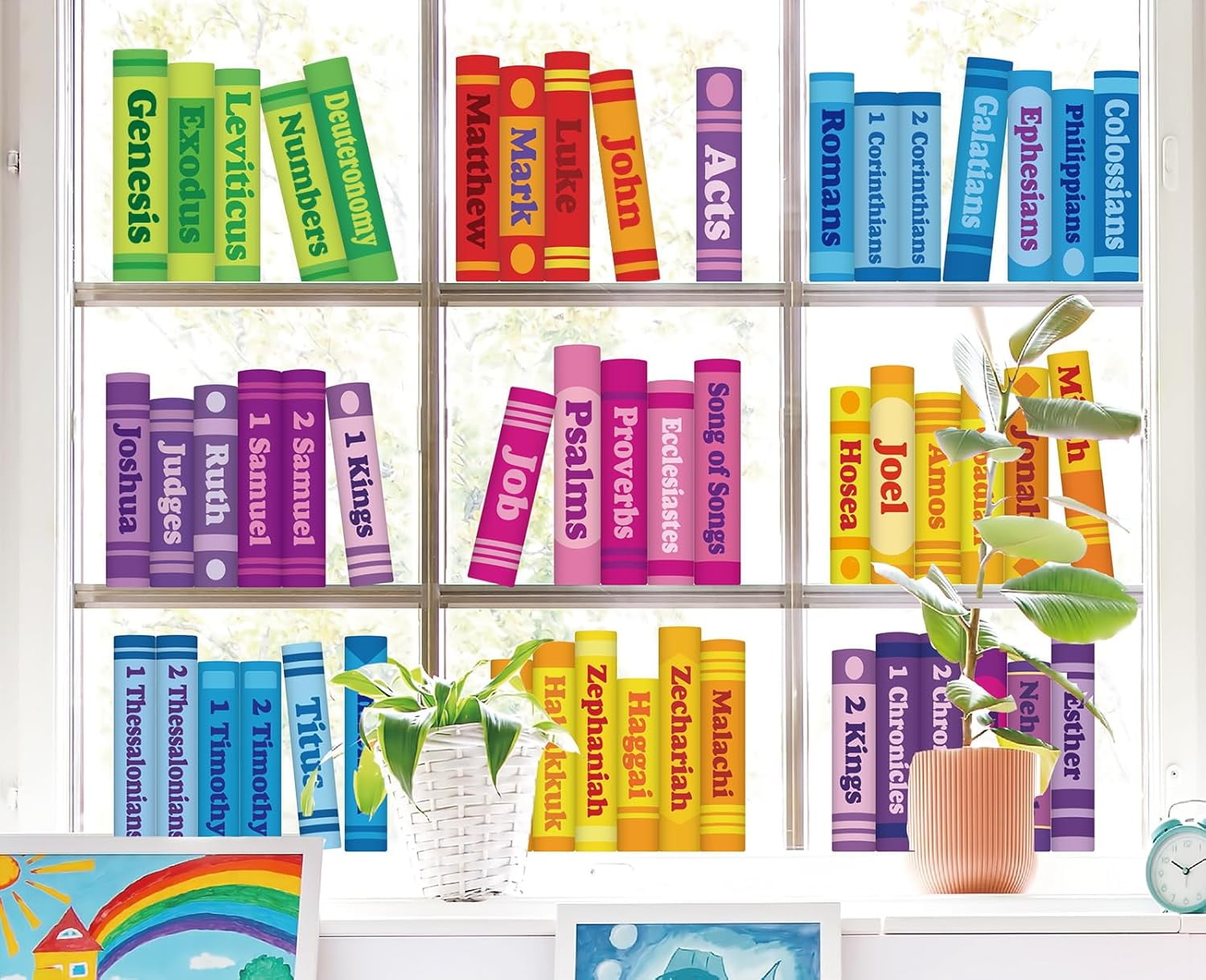 9 Sheet Books of The Bible Window Clings Back to School Jesus Faith ...