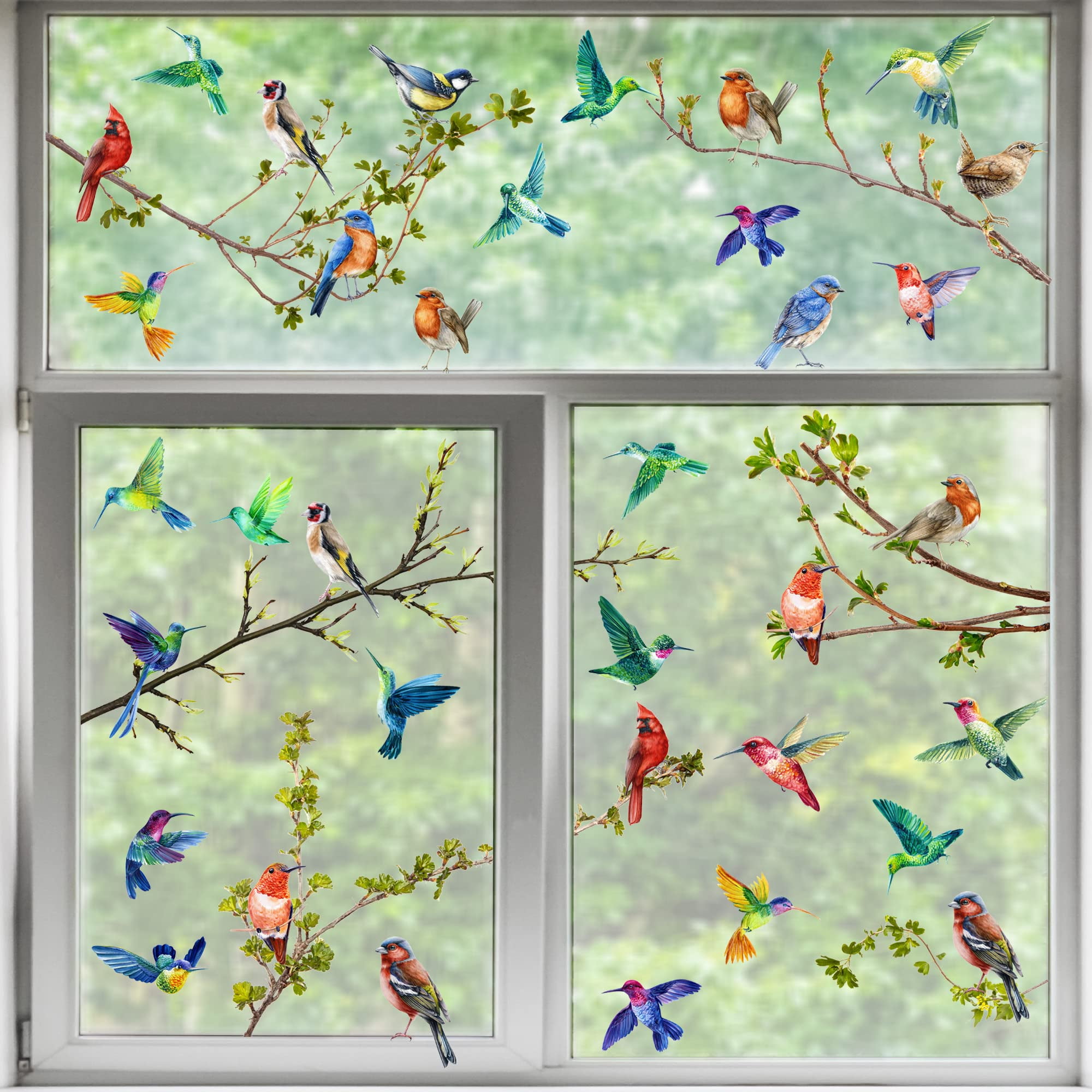 9 Sheet Spring Summer Window Clings Prevent Bird Strikes Glass Window ...