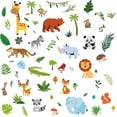 9 Sheets 64Pcs Jungle Animals Window Clings Safari Animals Window ...